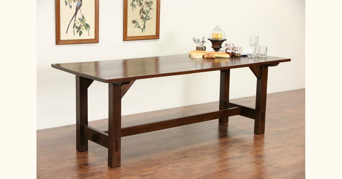 Arts & Crafts Mission Oak 1910 Antique Craftsman Library or Dining Table