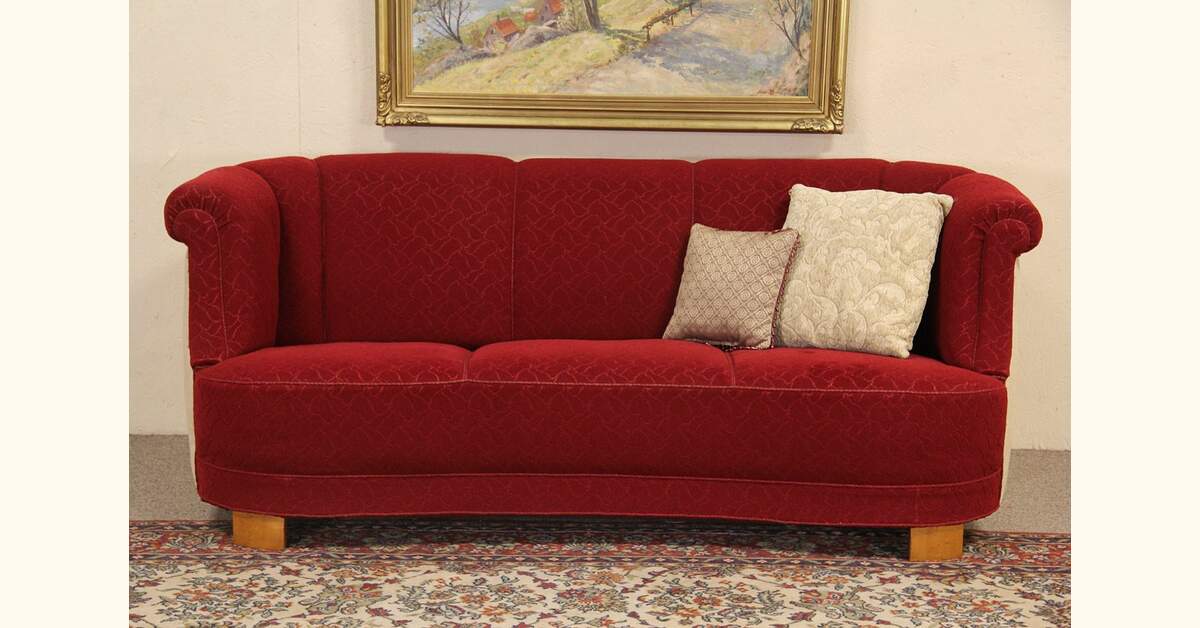 Art Deco Original 1940's Vintage Scandinavian Club Sofa