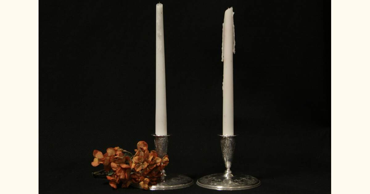 Pair of Wilcox Paisley Silverplate Candlesticks