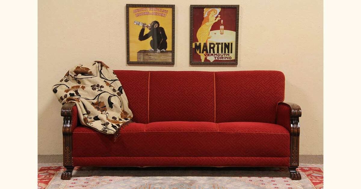 Art Deco 1935 Red Sofa