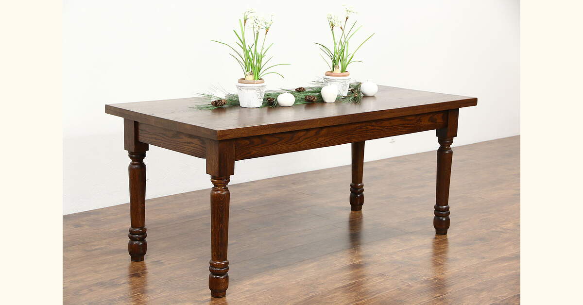 Oak 1890 Antique Library or Dining Table