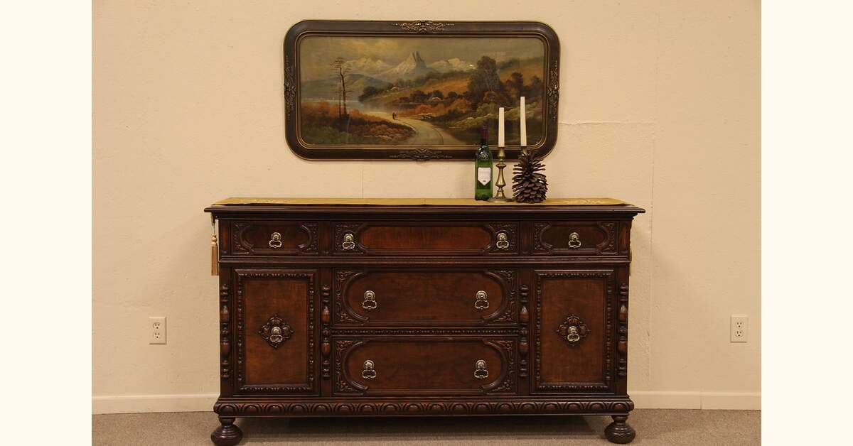 English Tudor Oak Sideboard or Buffet