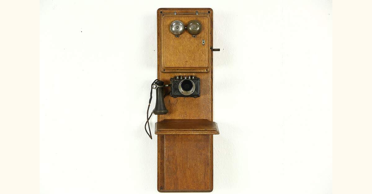 Oak Antique Crank Large Wall Phone, Stromberg Carlson Telephone Pat. 1896