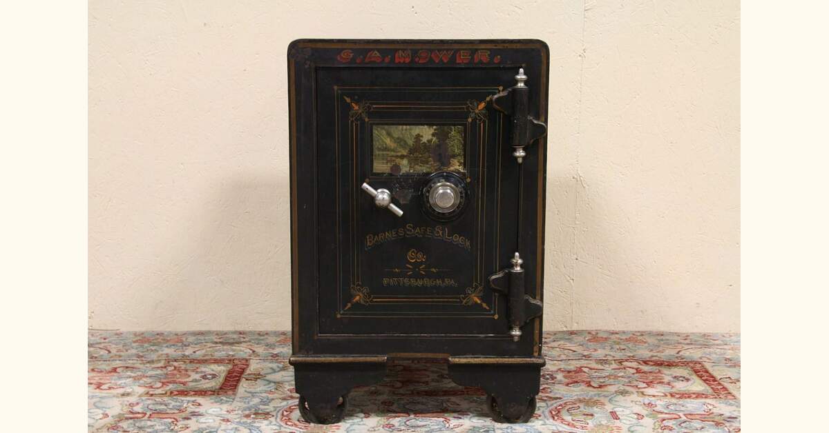 Barnes Pittsburgh 1890 Antique Iron Safe
