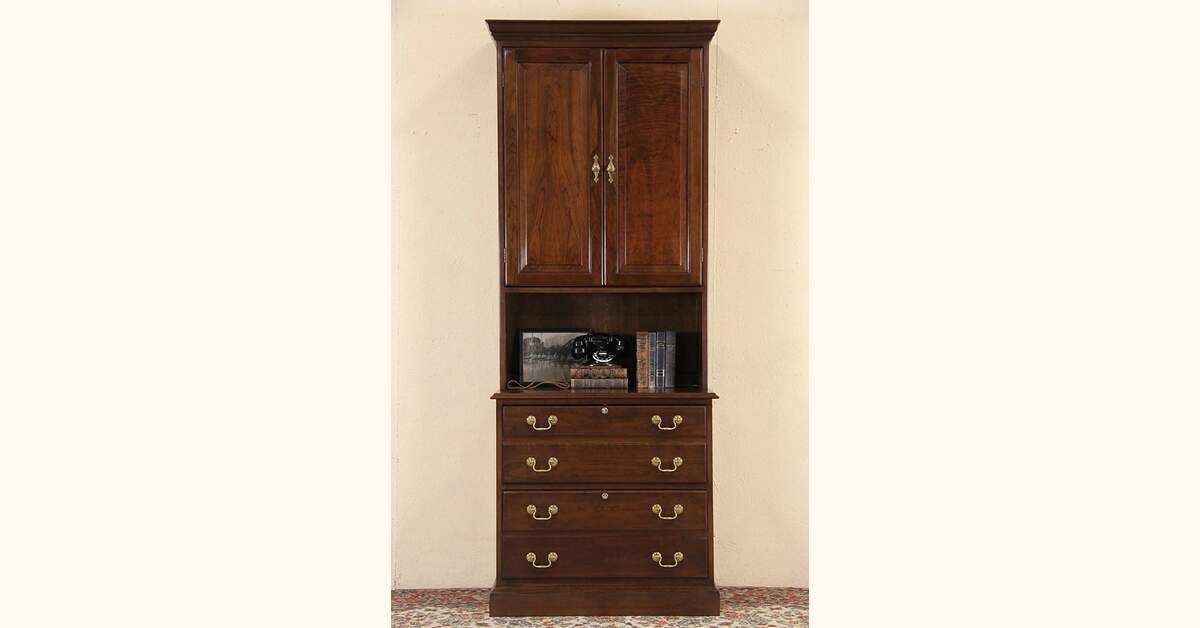 Stickley Cherry Vintage Chest Style Lateral File Cabinet & Bookcase
