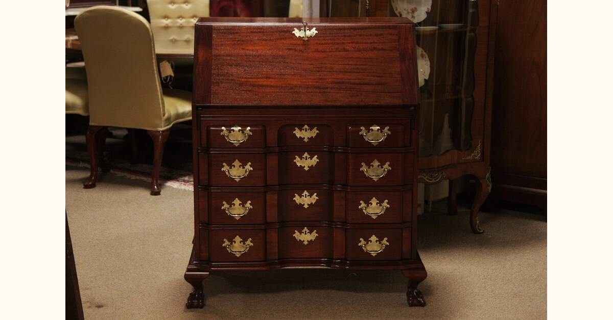 Georgian Block Front Mahogany Secretary Desk