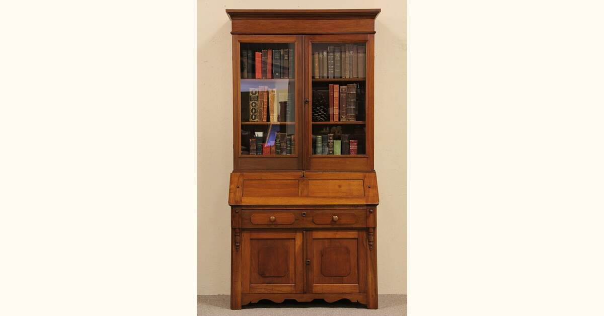 Country Secretary Desk & Bookcase, 1880's