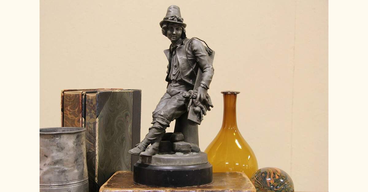 Musician & Marionette Statue or Pewter Sculpture