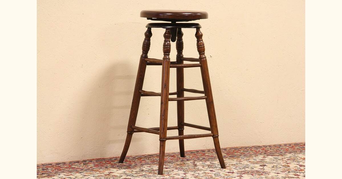 Railroad Swivel Oak 1885 Antique Stool