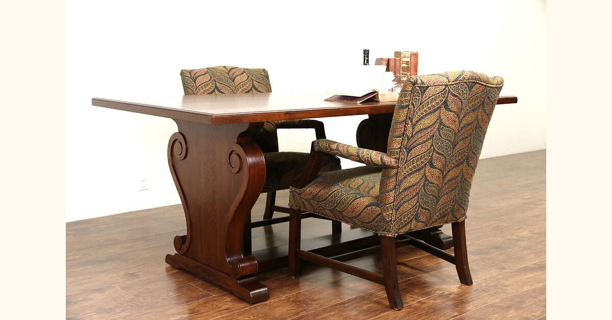Library, Conference or Dining Table, Walnut Signed Stow Davis 1930's