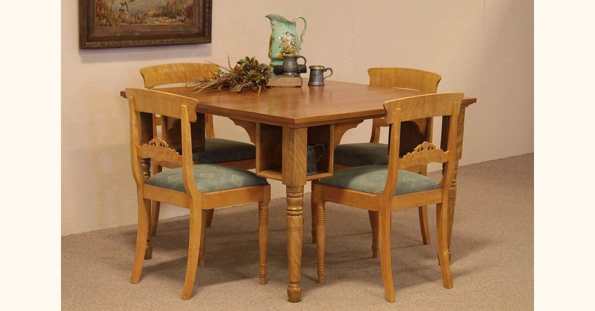 Tiger Maple Pub, Tavern Game Table with Mug Shelves