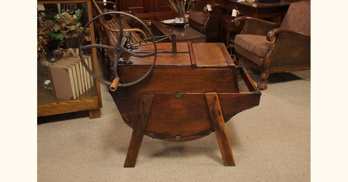 Victorian Country Pine, Iron Crank Washing Machine