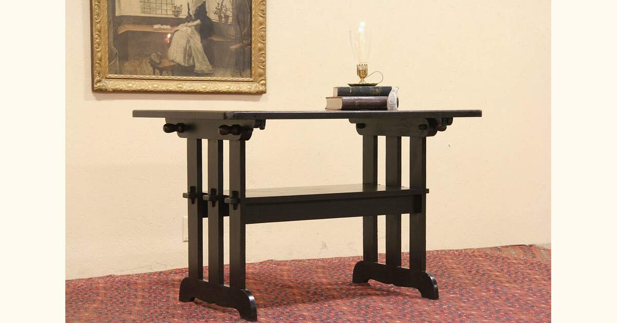 Oak Table Hutch, 1900 Combination Chair Table