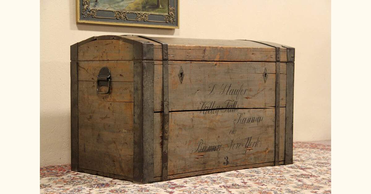 German 1870 Immigrant Trunk or Chest; bound for Kansas City