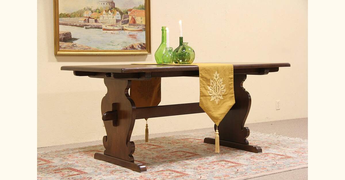 Oak 1920 Antique Library, Dining or Writing Table