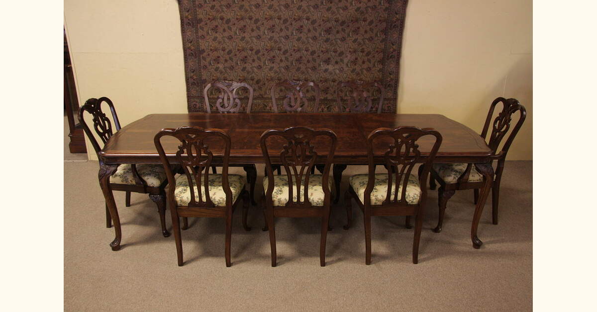 English Country Oak Dining Set, 8 Chairs