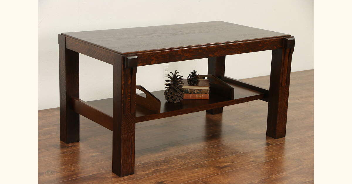 Arts & Crafts Mission Oak 1905 Antique Craftsman Library Table ...