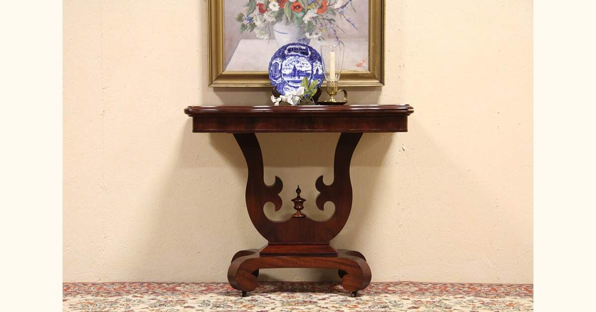 Empire 1840 Antique Flip & Swivel Console Game Table