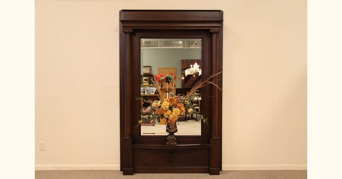 Classical 1895 Oak Pier or Hall Mirror, Columns