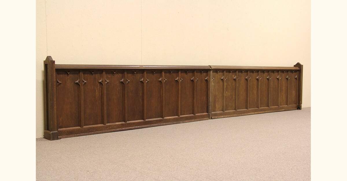 Architectural Salvage Pair of Gothic Oak Panel Wainscoting