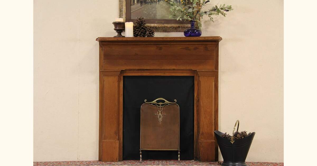 Country Pine 1860 Antique Fireplace Mantel
