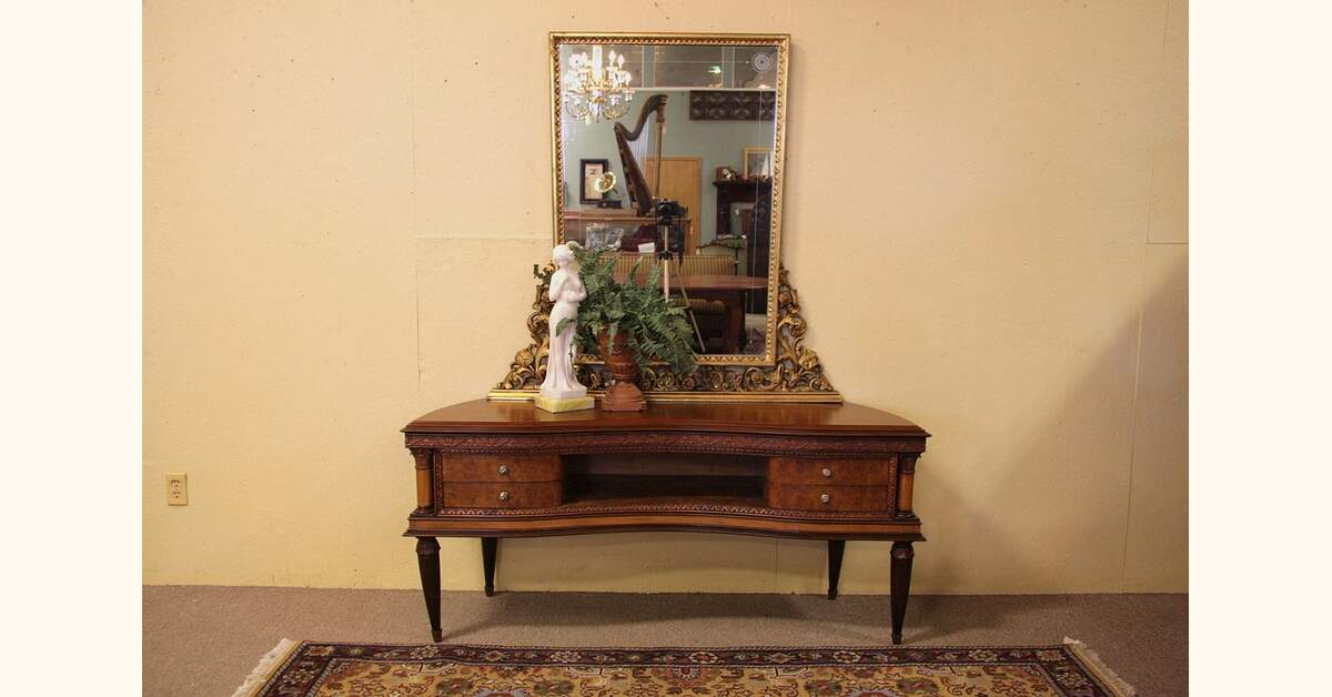 Classical Antique Entry or Hall Console with Mirror