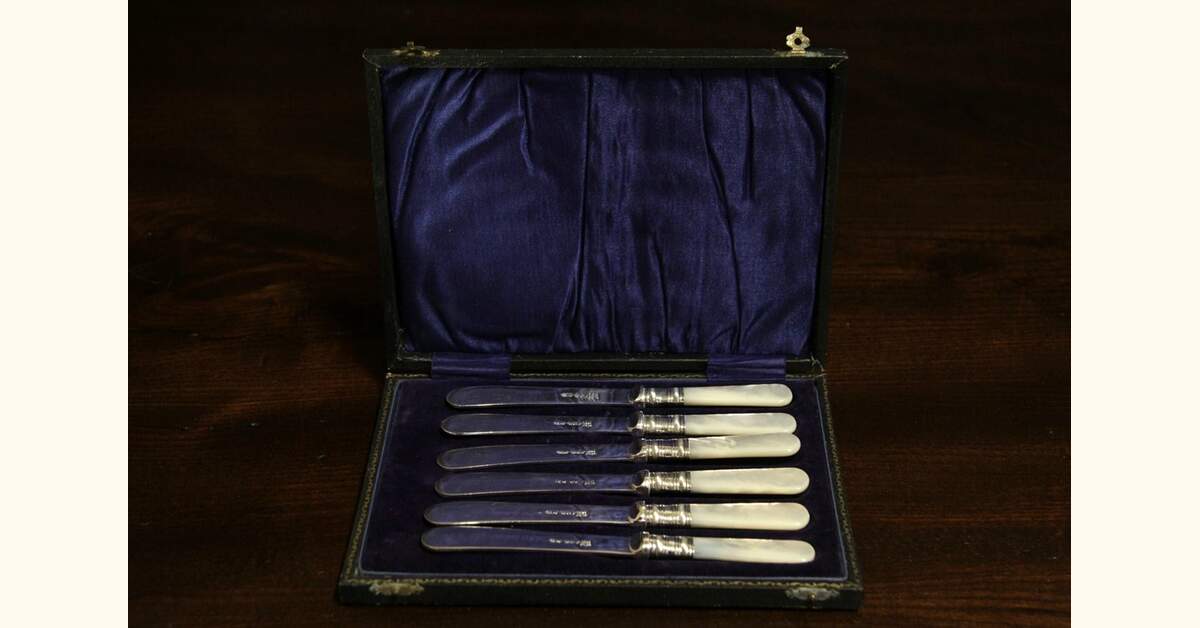 Pearl Handle Silverware Set 6 Appetizer, Butter or Cheese Knives