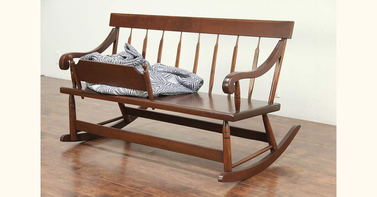 Rocking Hall or Mammy Bench, Baby Cradle Rocker, 1840's Antique, Ohio