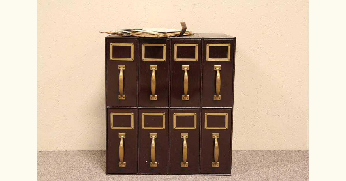 Steel 8 Drawer 1900 Antique File Cabinet Module