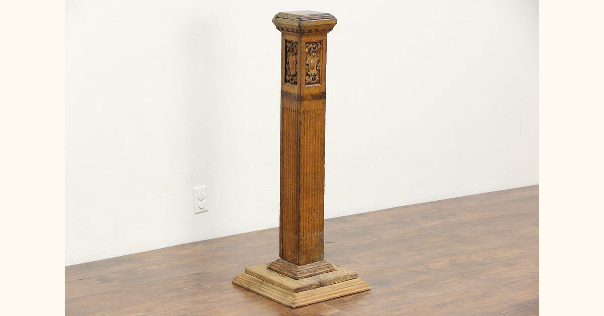 Oak Carved Antique 1880's Architectural Salvage Newell Post