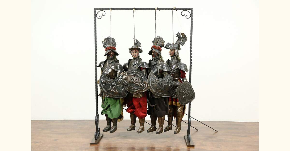 Set of 4 Antique late 1800's Hand Crafted Pupi, Puppets or Marionettes ...