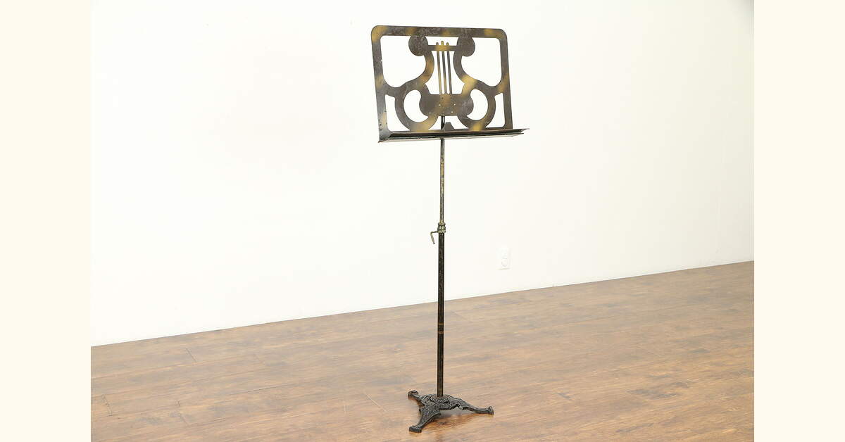 Victorian Iron Adjustable Antique Music Stand, Signed Shastock