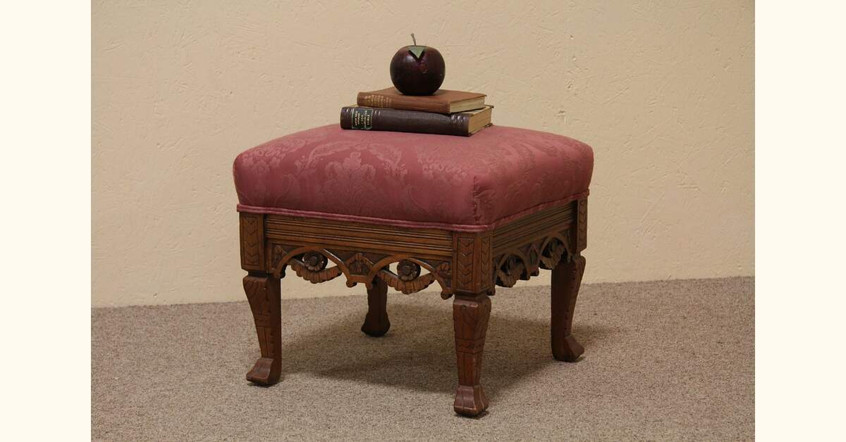 Eastlake Carved Walnut Antique 1875 Foot Stool