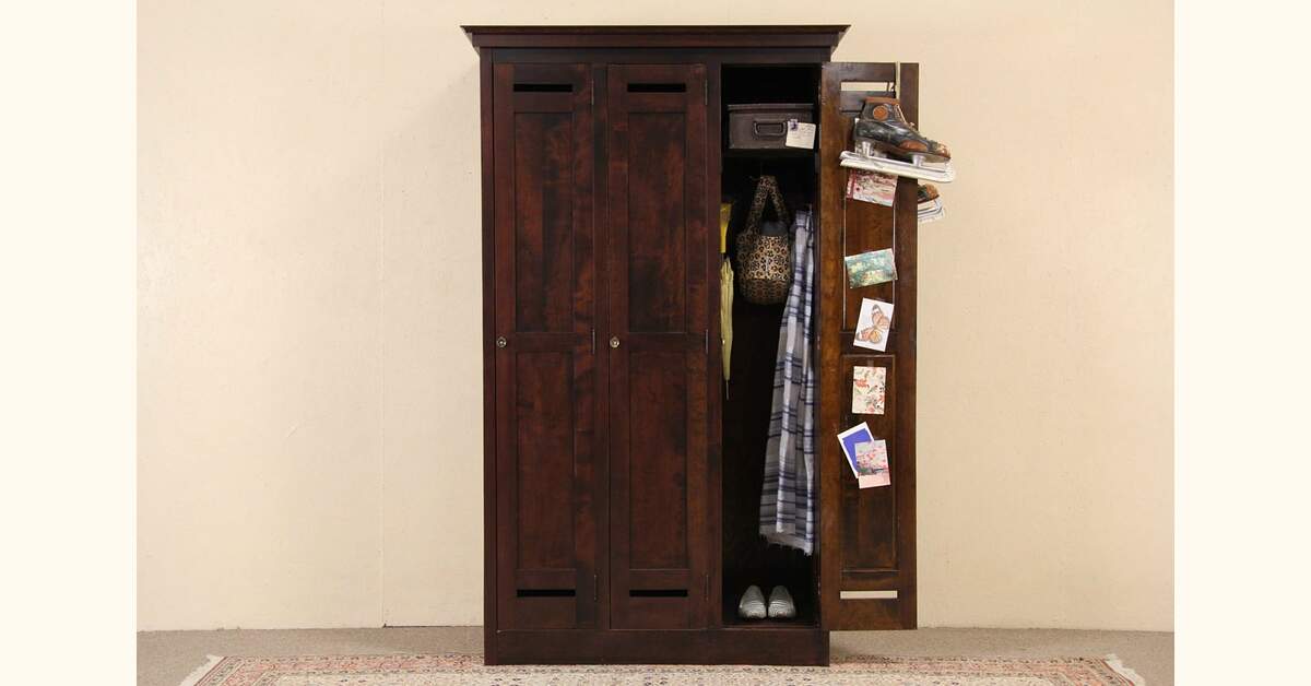 Set of 3 Industrial Salvage Antique 1910 Lockers or Closets