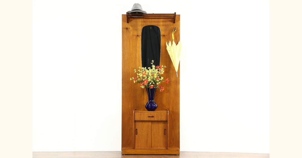 Midcentury Modern 1960 Vintage Teak Hall Stand, Denmark