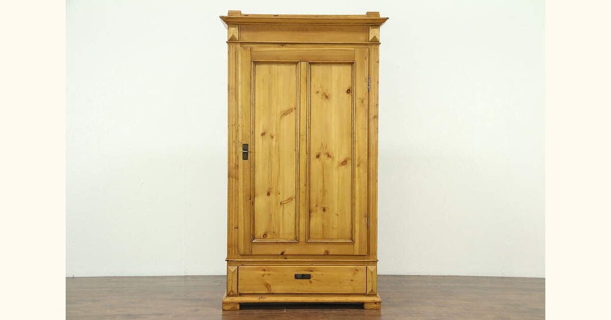 Country Pine Antique 1890 Armoire, Wardrobe or Closet, Bohemia