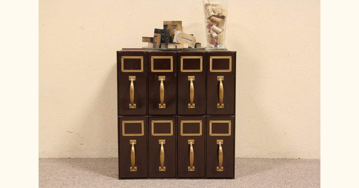 Steel 8 Drawer Antique 1900 File Cabinet Module