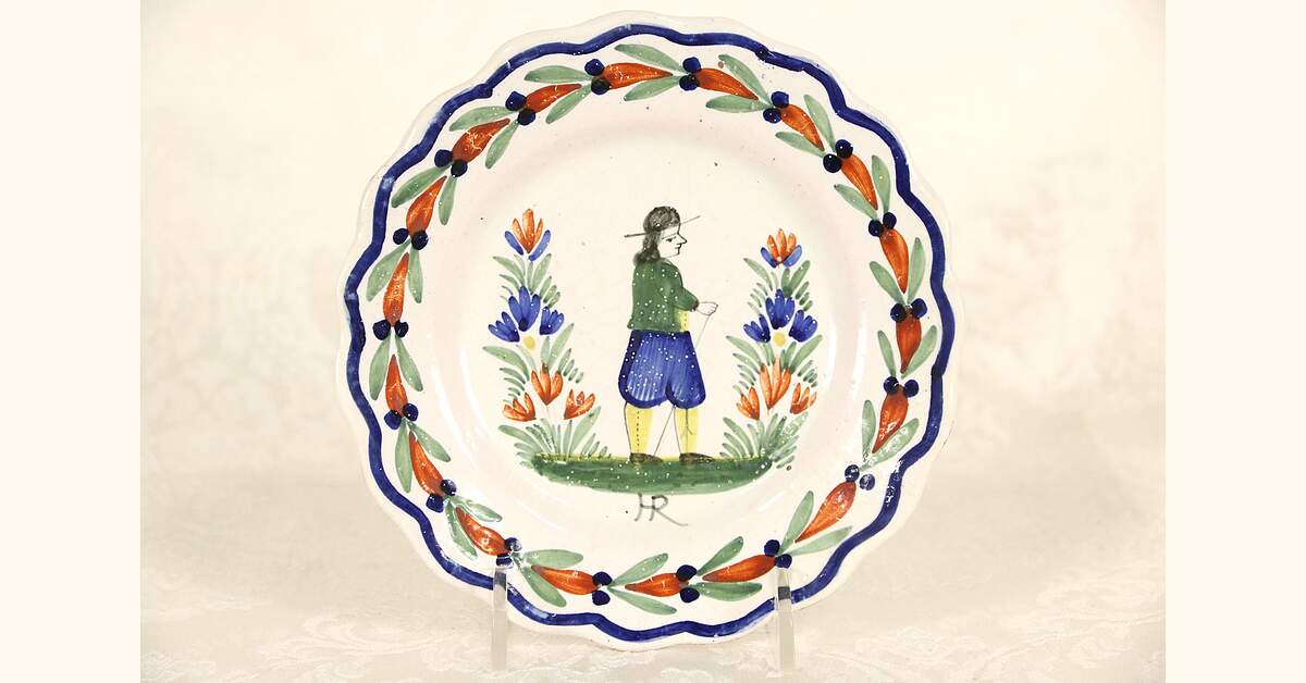 Quimper Small Plate, Hand Painted & Signed, Brittany, France