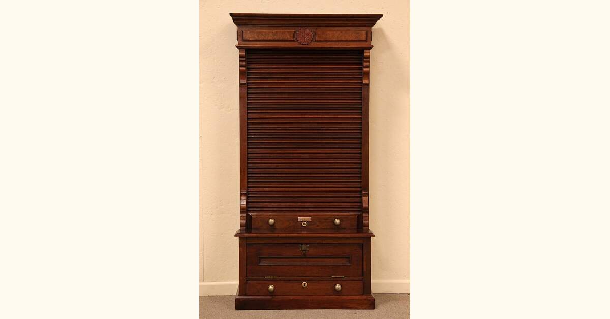 Victorian Rolltop Railroad Ticket, Card Cabinet