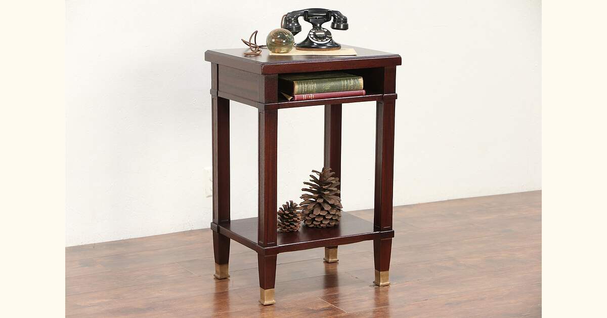 Traditional Executive Antique Mahogany Telephone or Printer Stand