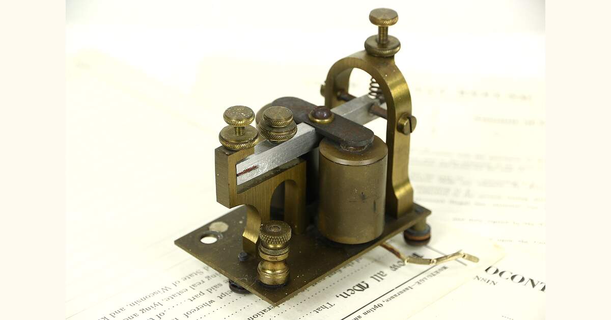 Telegraph Receiver, 1900 Antique Brass Signed Mesco