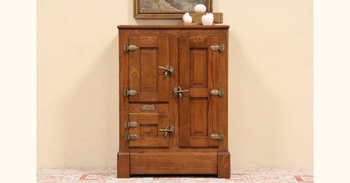 Oak 1900 "Evercold" Antique Ice Box