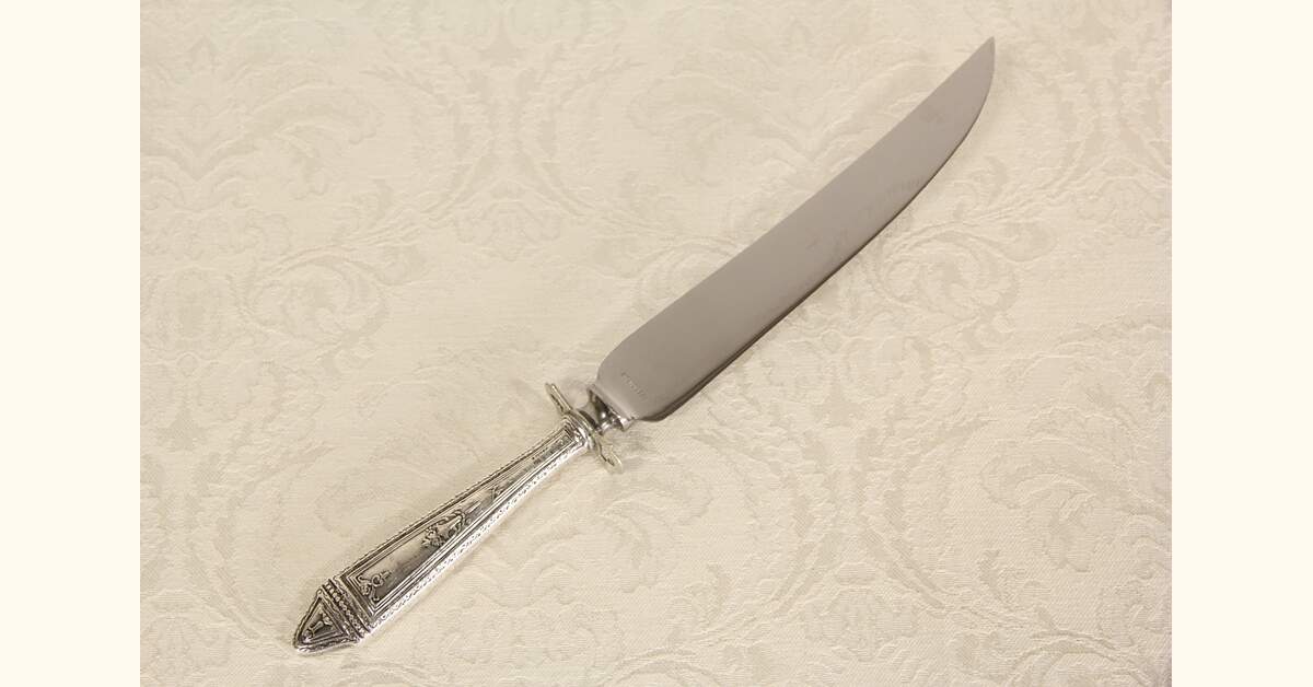Sterling Silver Handle Carving Knife, 1920 Antique, Stainless Blade