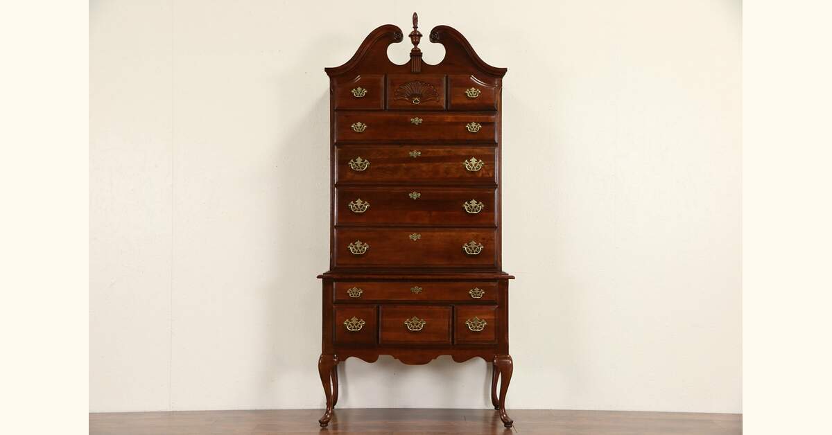 Cherry Traditional Vintage Highboy or Tall Chest on Chest