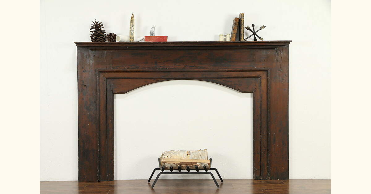 Architectural Salvage Antique Primitive Pine and Cherry Fireplace Mantel