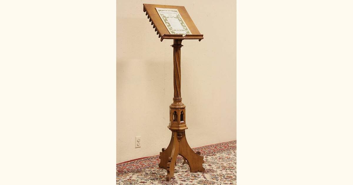 Gothic Victorian 1870 Antique Lectern, Podium, Music or Bible Stand