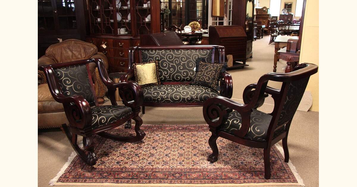 Empire 1900 Parlor Set- Settee, Rocker, Armchair