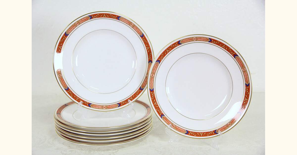 Set of 8 Royal Worcester BEAUFORT RUST RED Salad Plate