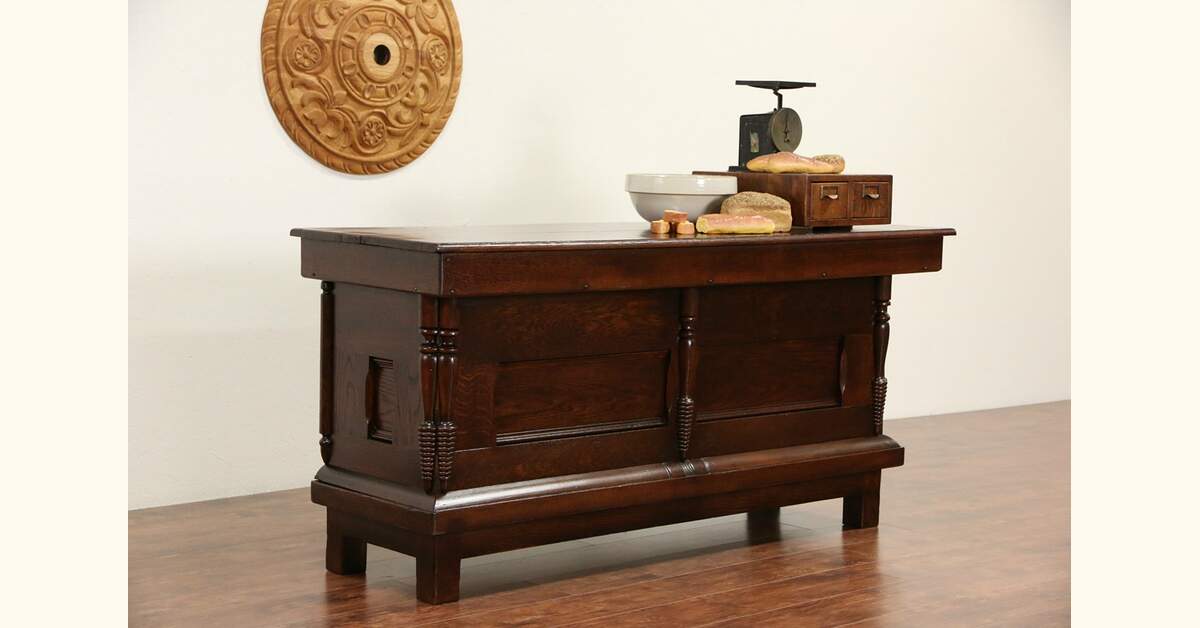 Oak 1890 Antique Country Store Counter, Bar or Kitchen Island