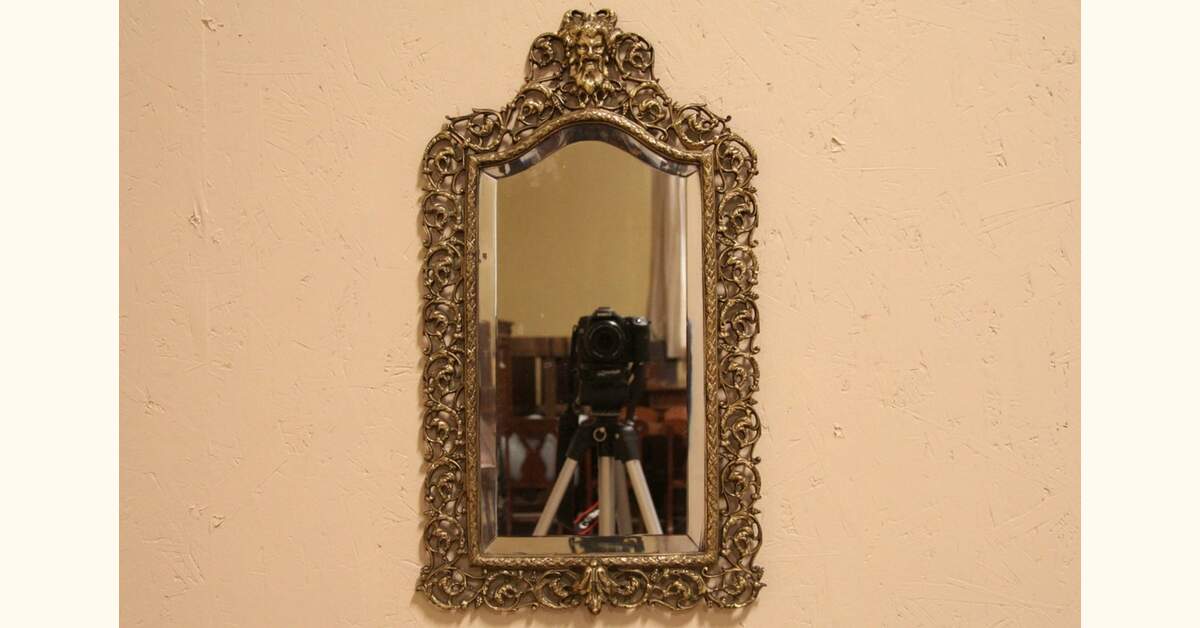 Brass Bacchus God of Wine Grapevine Mirror